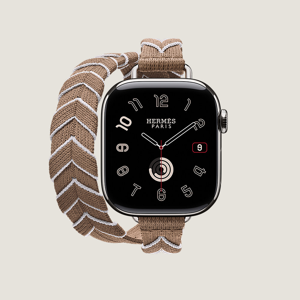 Series 10錶殼 & Apple Watch Hermès 42 mm Bridon Lisere Attelage Double Tour錶帶 | Hermès 愛馬仕台灣地區官網